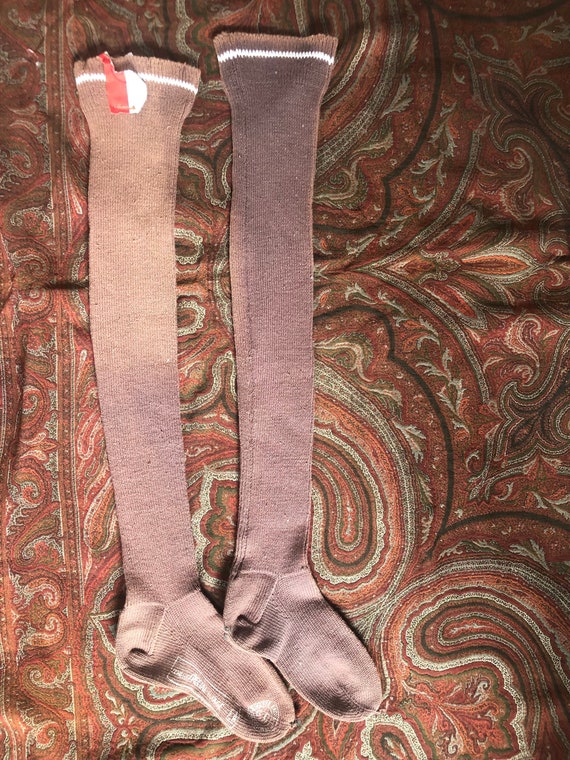 Antique brown wool stockings DEADSTOCK - Gem