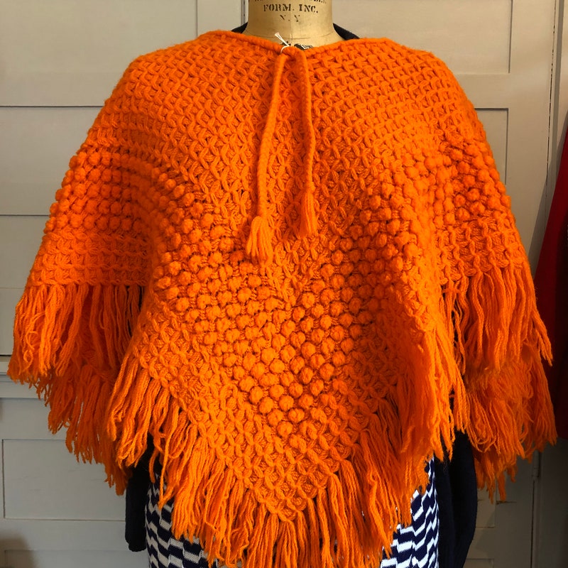 Orange Poncho - Etsy