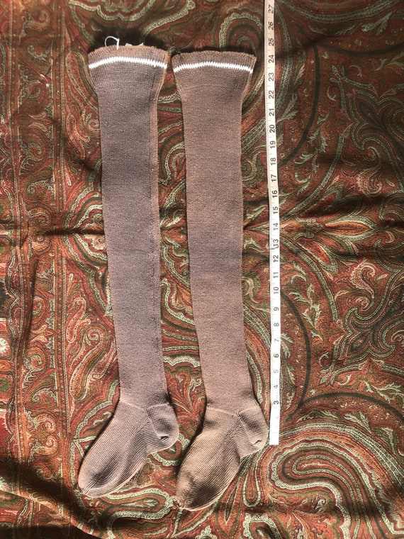 Antique brown wool stockings DEADSTOCK - Gem