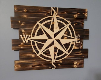 Wooden Compass Wall Art - Etsy