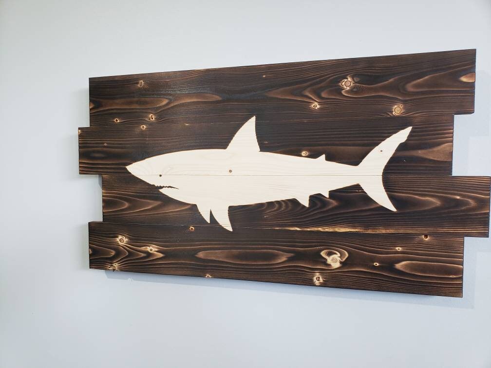 Shark Sign Shark Decor Beach Decor Beach House Rustic | Etsy