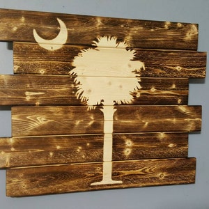 South Carolina State Flag Palmetto Tree Rustic Wall Art - Etsy