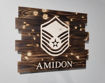 Chief Master Sergeant Wooden Rustic Wall Art | Etsy