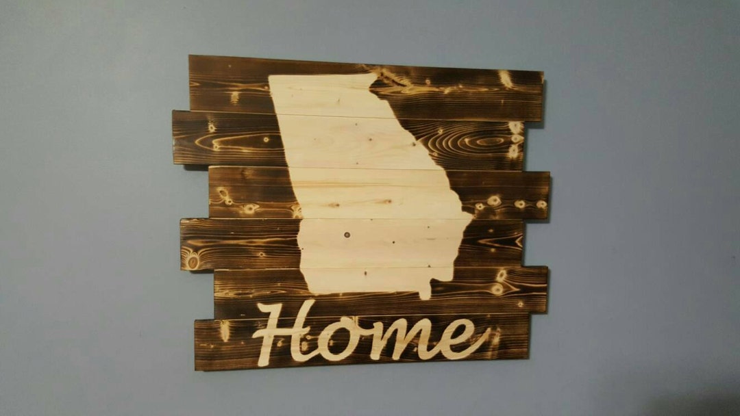Georgia Home Outline Wooden Rustic Wall Art - Etsy