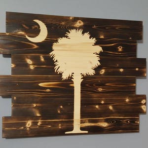 South Carolina State Flag Palmetto Tree Rustic Wall Art - Etsy