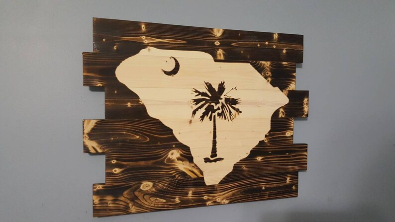 South Carolina State Flag Palmetto Tree Rustic Wall Art | Etsy