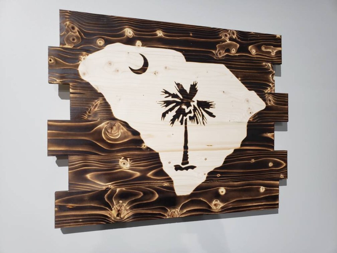 South Carolina State Flag Palmetto Tree Rustic Wall Art - Etsy