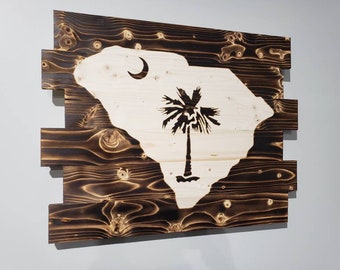 South Carolina SC State Flag ,wood Sign, Wall Hanging With Palmetto ...