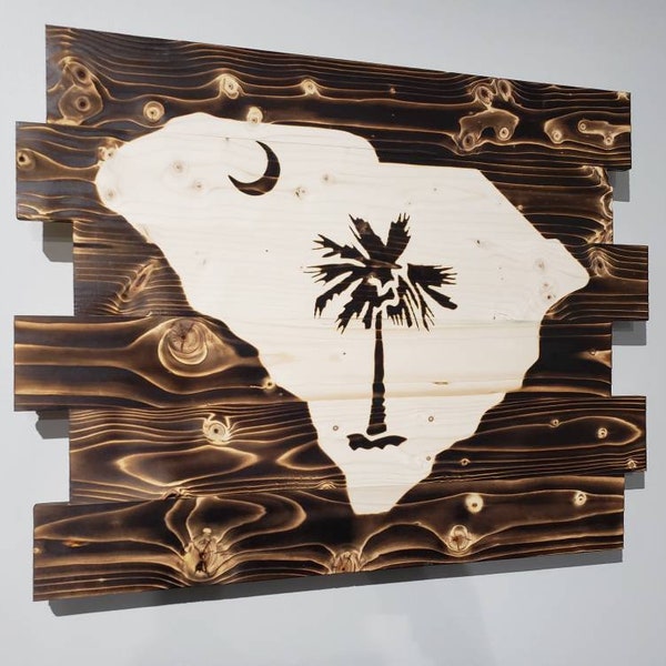 South Carolina State Flag Palmetto Tree Rustic Wall Art South Carolina ...