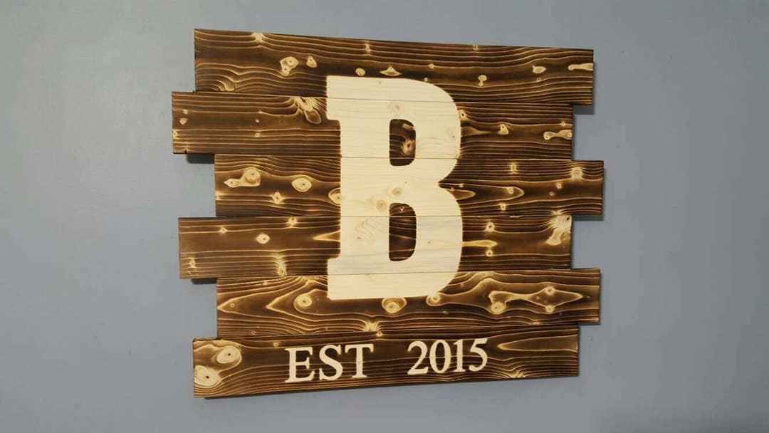 Monogram Letter With Date Monogram Sign All Letters Available - Etsy