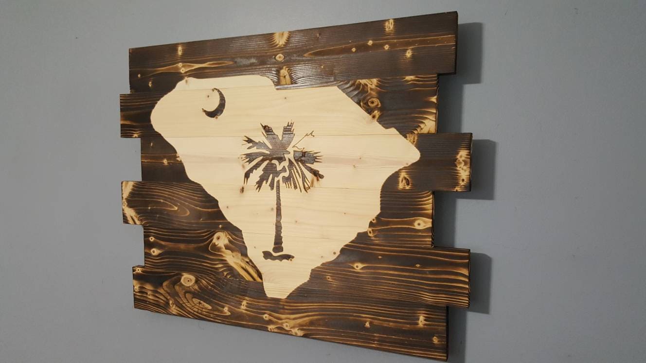 South Carolina State Flag Palmetto Tree Rustic Wall Art | Etsy