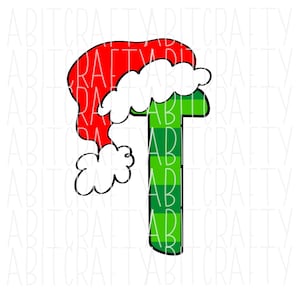 Letter T/mascot/team/initial/christmas/monogram/xmas/santa Hat Svg/ Png ...