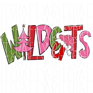 Christmas/wildcats Mascot/ Sublimation/merry Christmas/santa Hat/joy ...