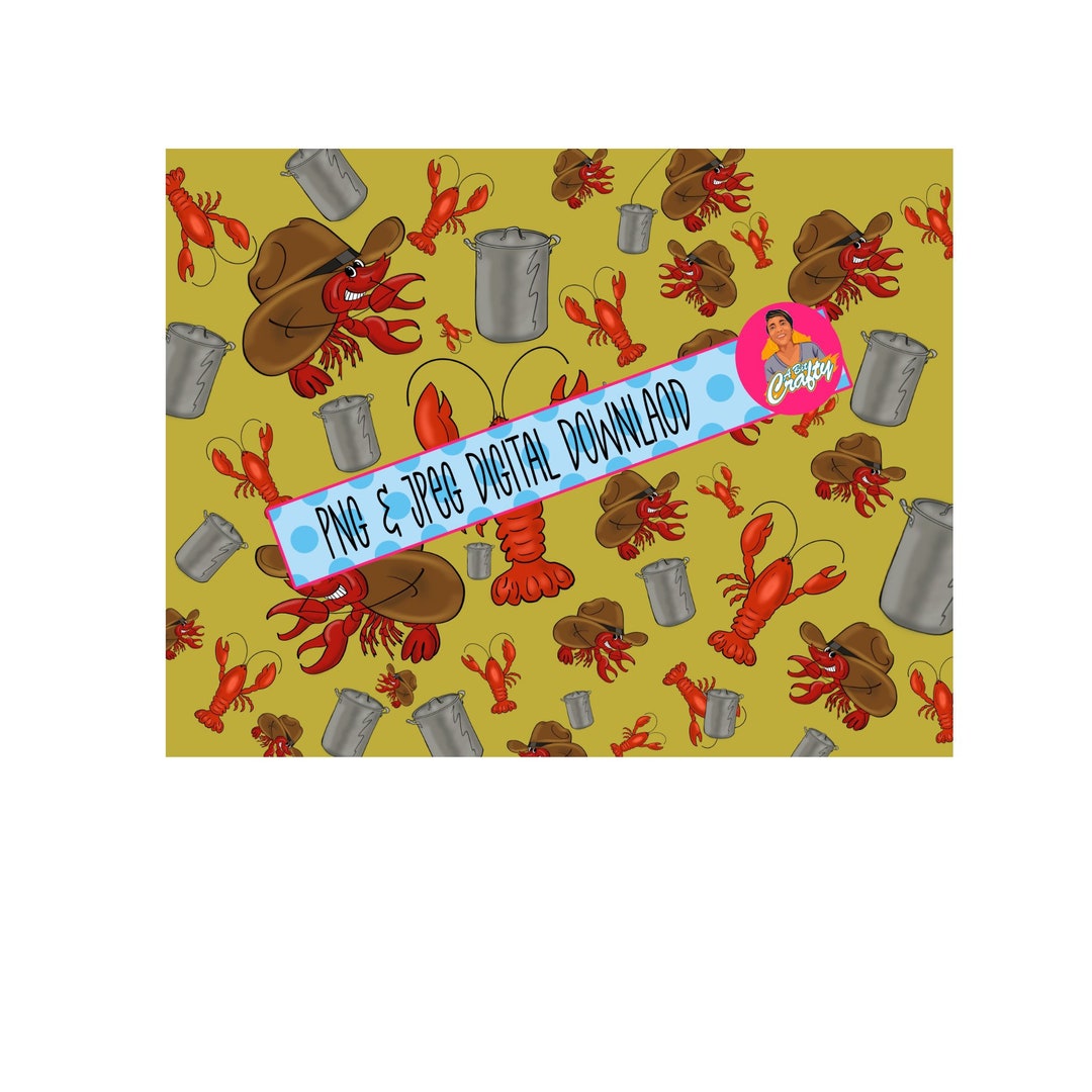 Crawfish Repeat Digital Pattern Png, Jpeg, Sublimation, Digital ...