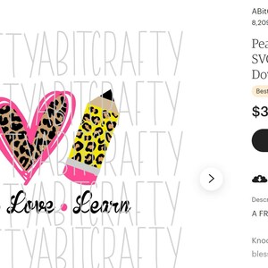 Peace, Love, Learn Svg/png/sublimation/digital Download, Cricut ...
