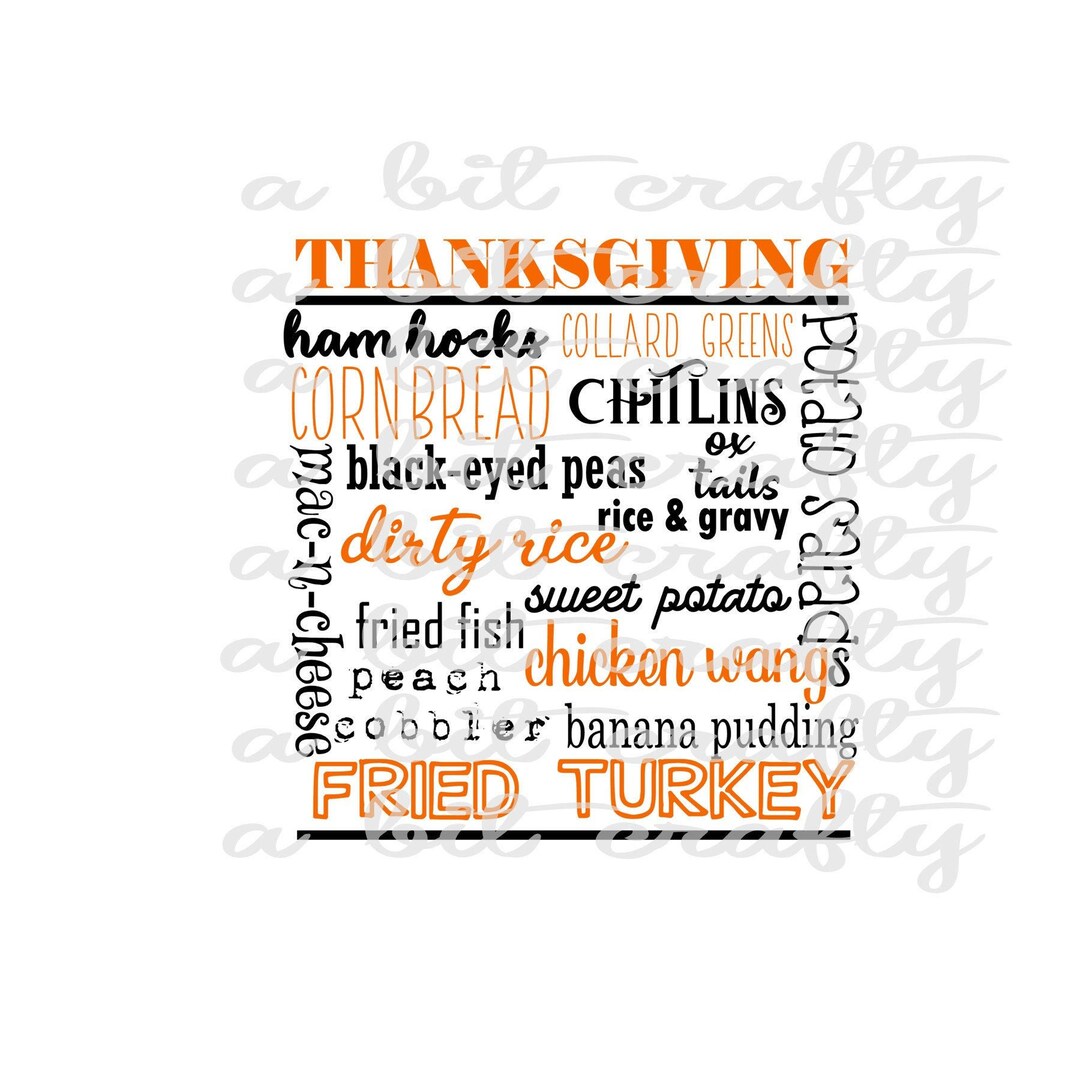 Thanksgiving/soul Food Menu Svg, Png, Sublimation, Digital Download ...