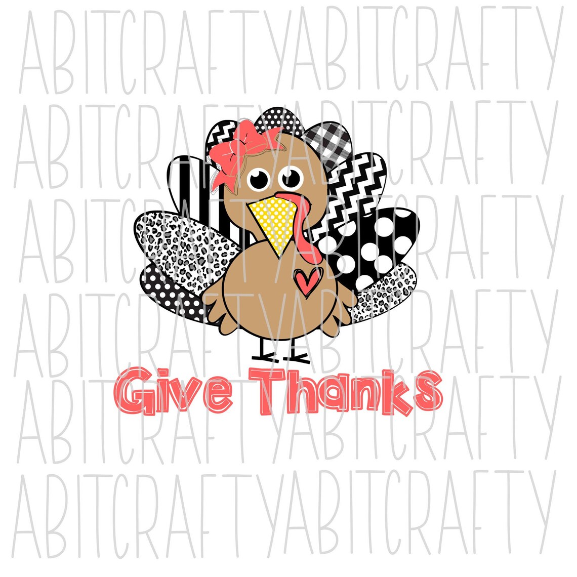 Give Thanks Cute Girl Turkey png jpeg digital download | Etsy