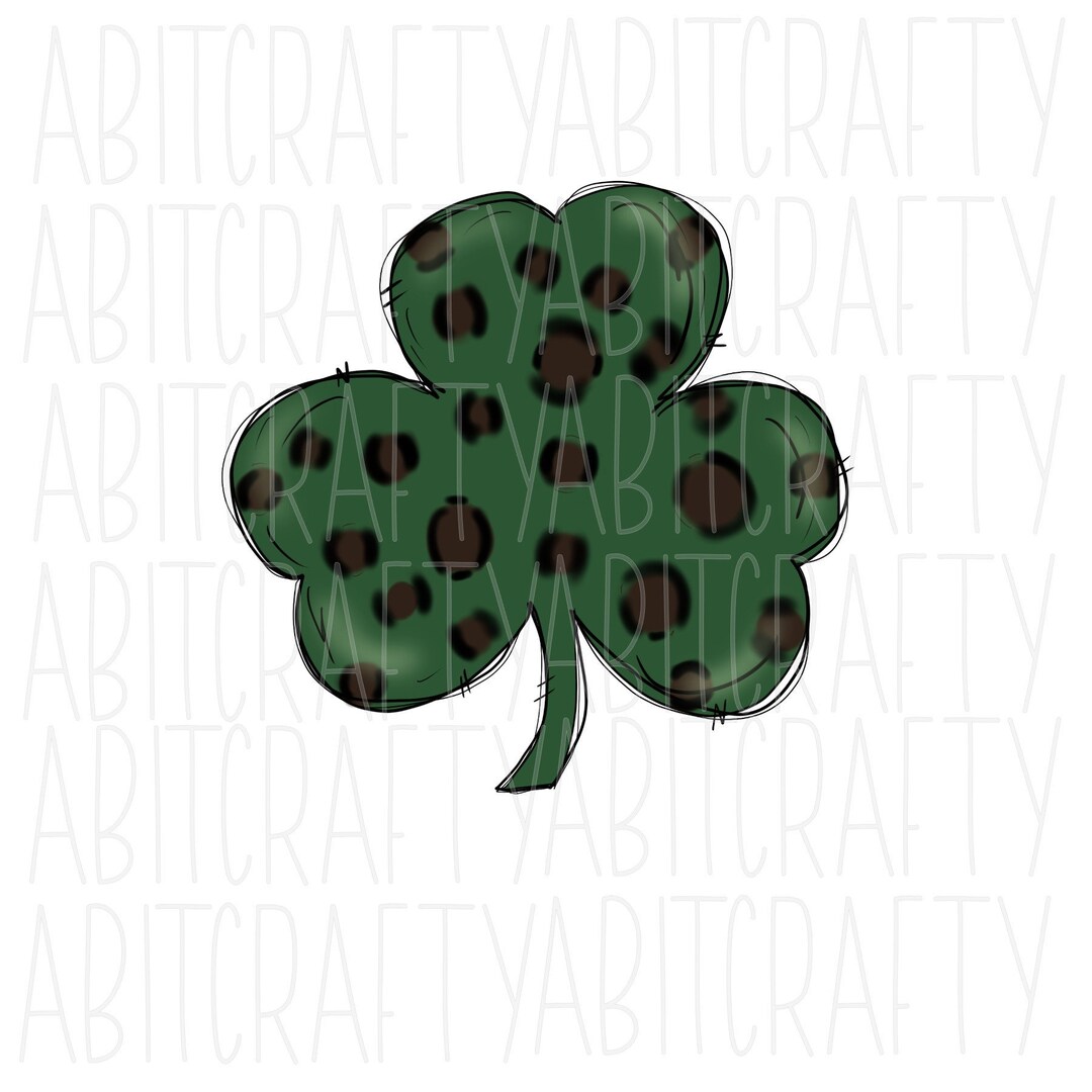 Lucky/leopard Shamrock PNG, Sublimation, Digital Download, Hand Drawn ...