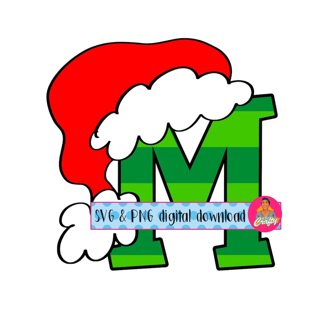 Letter M/mascot/team/initial/christmas/monogram/xmas/santa Hat Svg/ Png ...