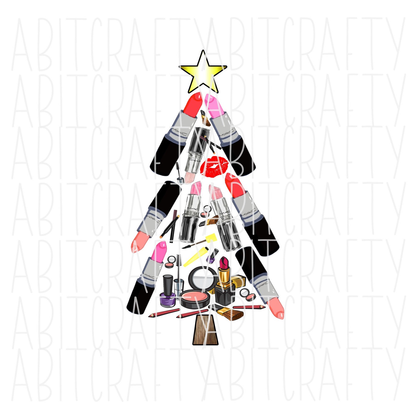 Makeup Christmas Tree Png Jpeg Sublimation Digital - Etsy