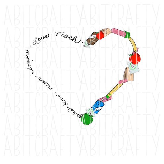 Teach/School Heart/Love Teaching/Back to School/School | Etsy