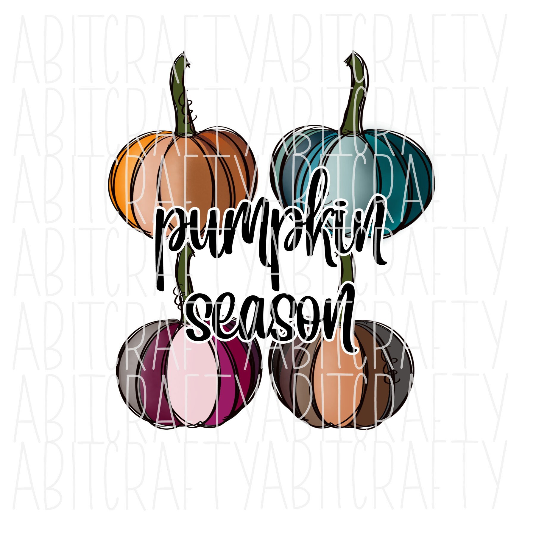 Fall Pumpkins png sublimation digital download hand drawn | Etsy