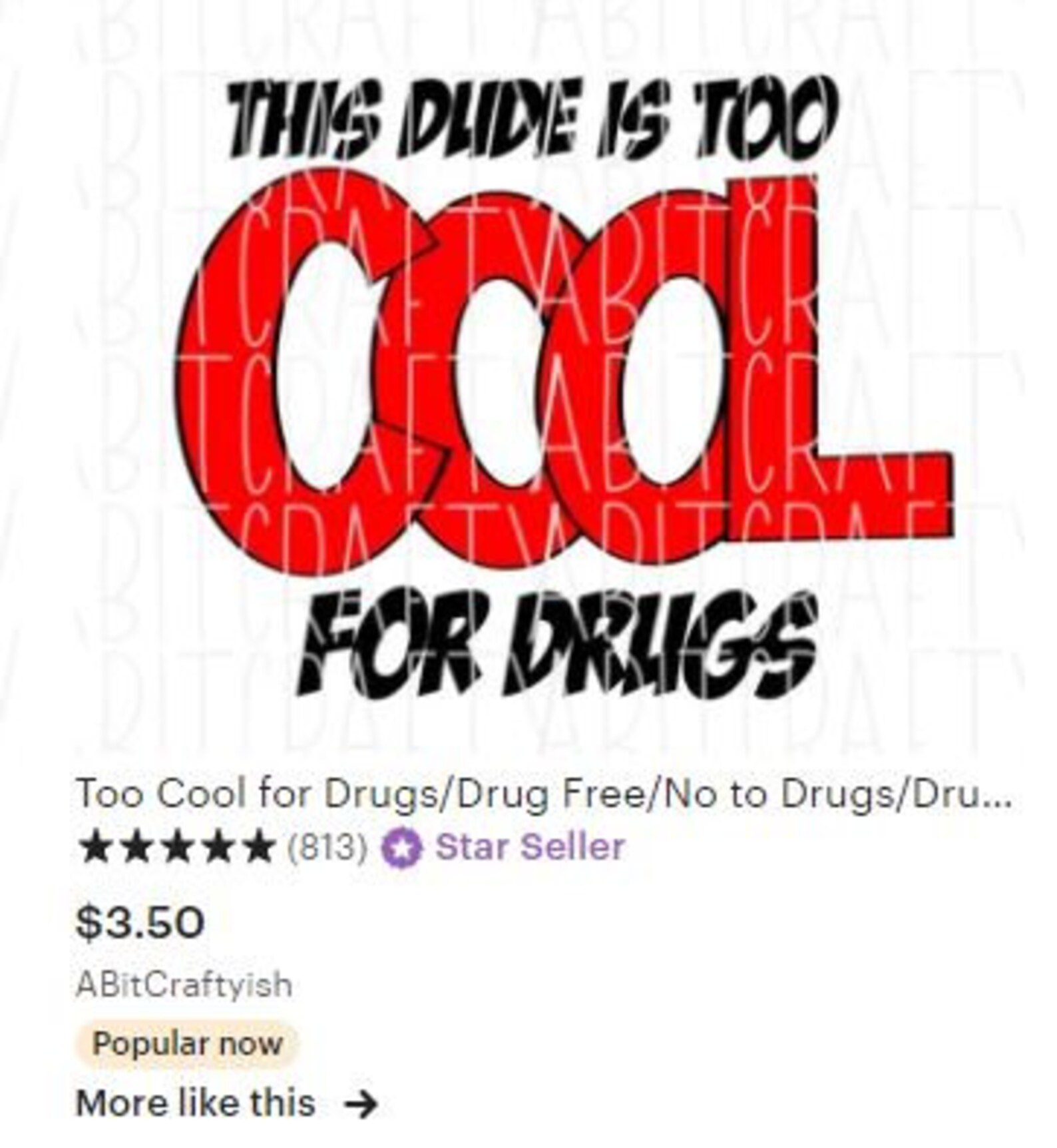 Too Cool for Drugs/drug Free/no to Drugs/drug Free/too Cool | Etsy