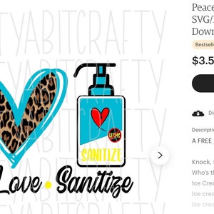 Peace Love Sanitize Svg/png/sublimation Digital Download, Cricut ...