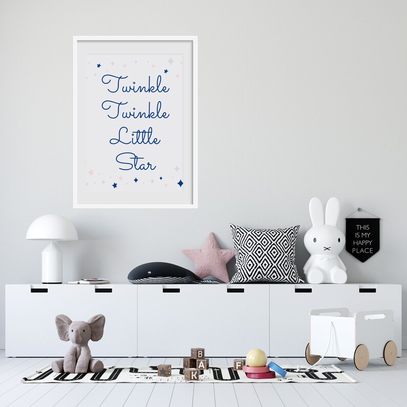 Nursery Wall Art, Twinkle Twinkle Little Star, Nursery Printable ...