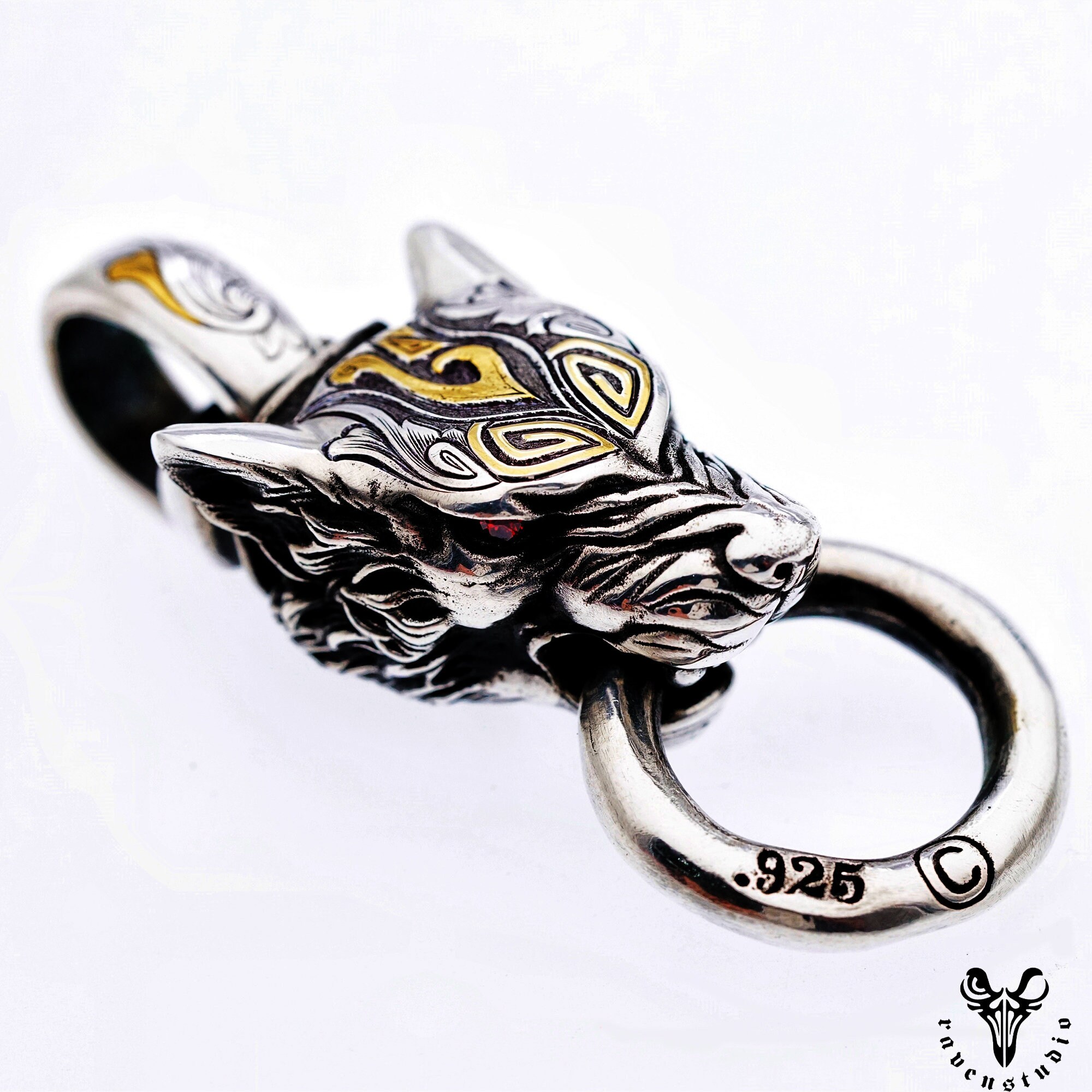 Wolf King Fights for Hegemony Wolf Pendant Lindsay Carving Wolf Pendant ...