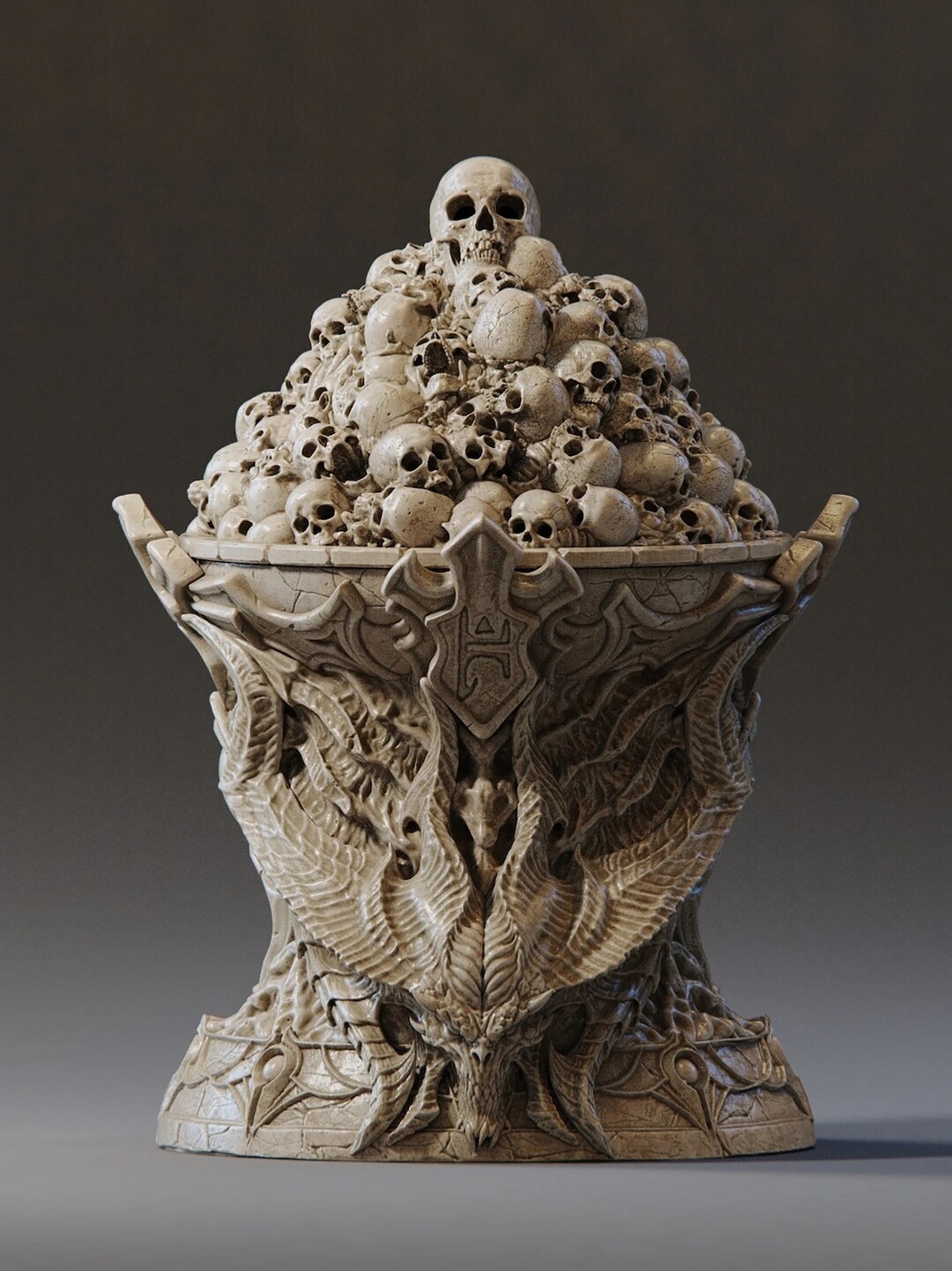 Diablo & Skull Bronze Art Ornament/ Dragon and Skull Incense Burner/ - Etsy