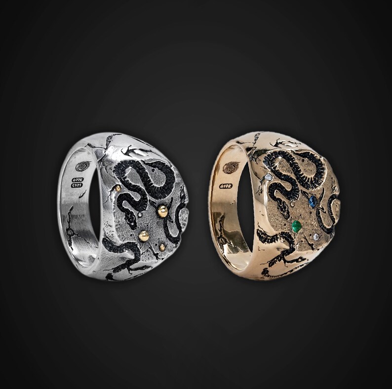 Limited Edition LOONG Tail Ring/ Snake Fossils Tail Ring/ Luxury Tail Ring/ Handmade Silver Tail ...