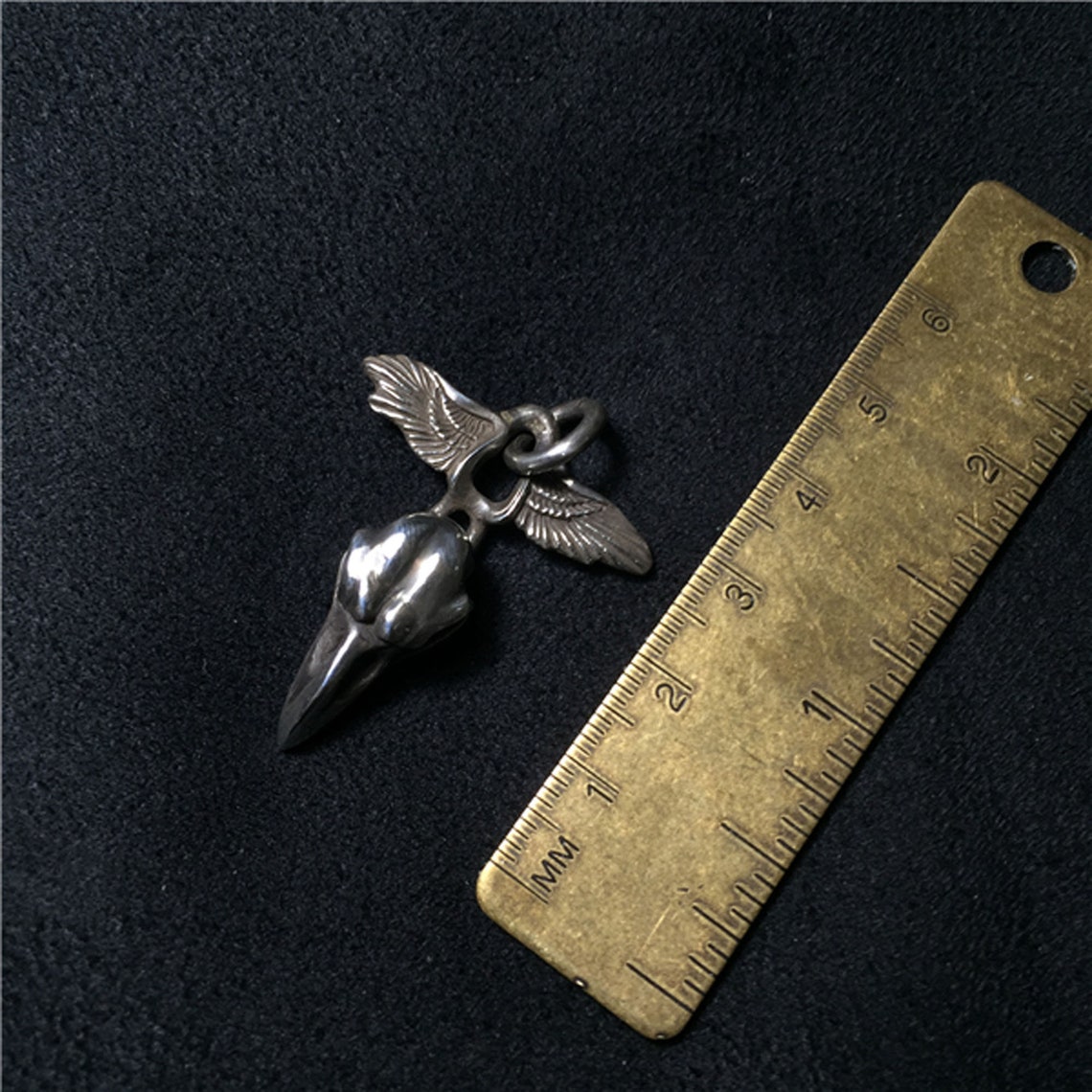 Silver Raven Necklace Silver Raven Skull Necklace Lucky - Etsy