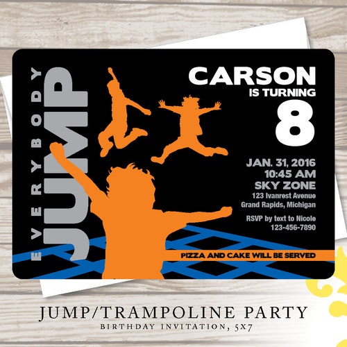 Jump Birthday Invitation-trampoline Party Invitation Bounce - Etsy