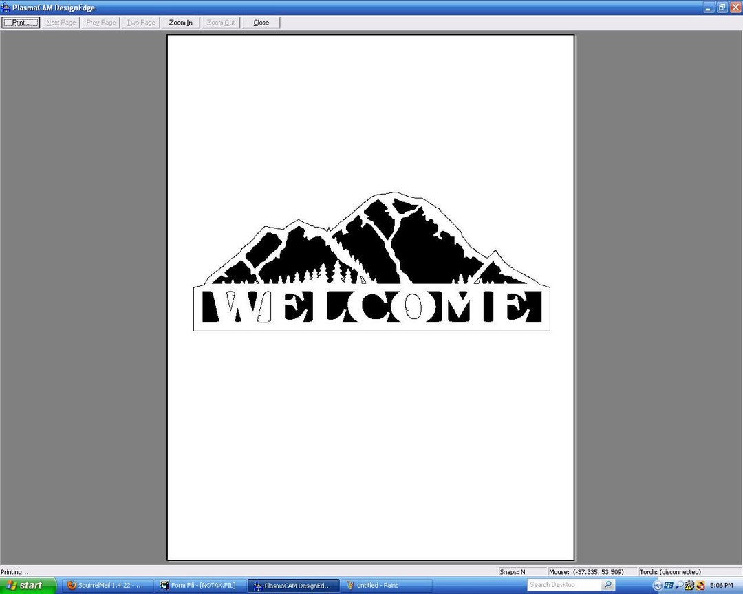 Mountain Welcom Sign DXF File for CNC Mill, Laser, Plasma, Router ...