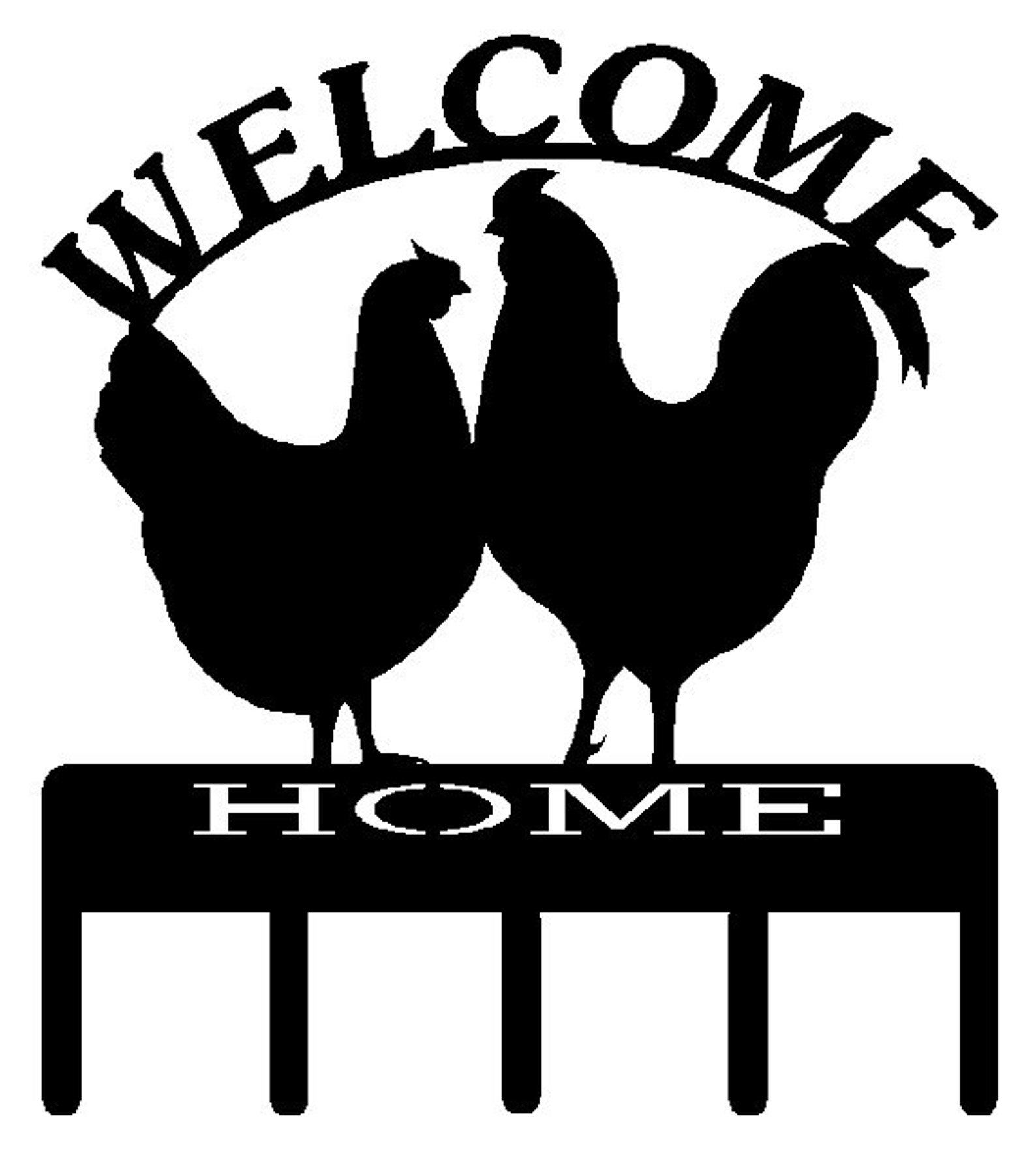 Chicken Rooster Coat Rack Welcome Sign DXF File for CNC Laser, Plasma ...