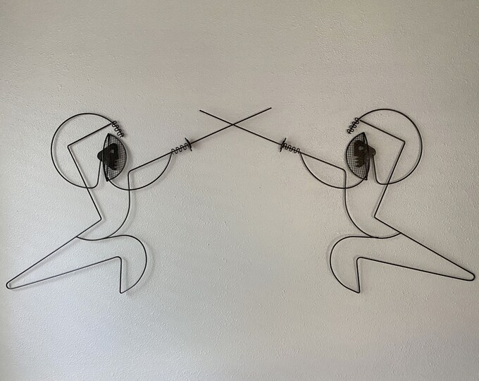 Frederic Weinberg Fencers Fencing Wire Wall Hanging Sculpture MCM Art ...