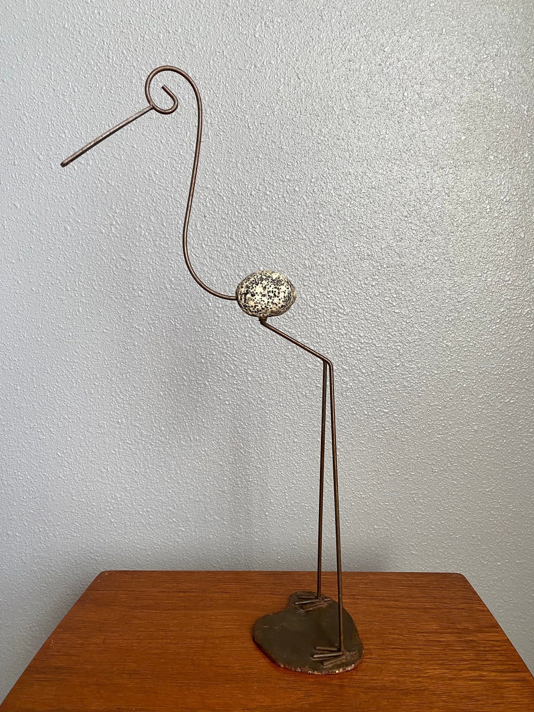 Vintage MCM Tall Wire Egret Crane Bird Sculpture 21 H - Etsy