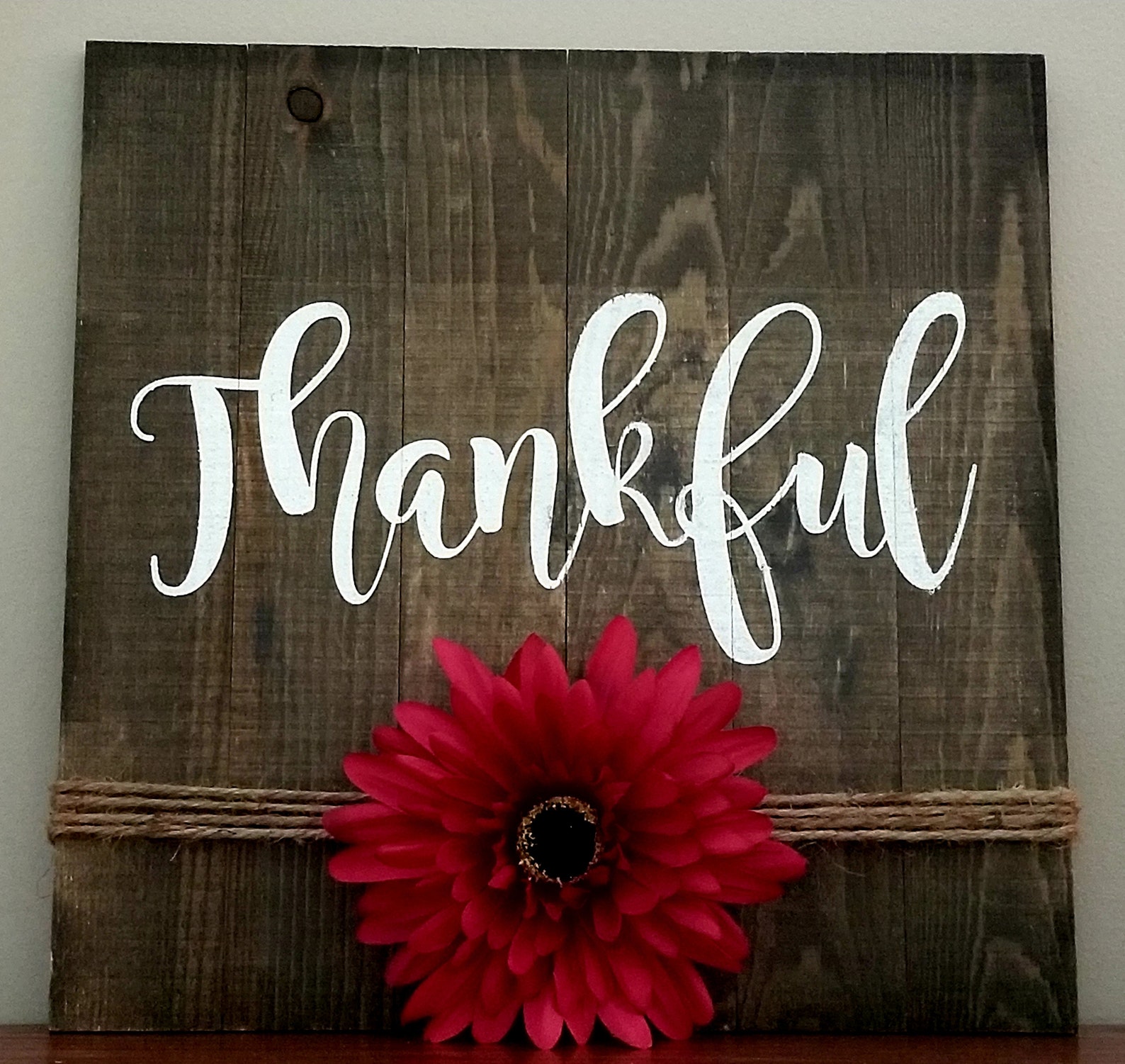Thankful Wood Sign | Pallet Wood Sign | Stained Wood Sign | Home Decor ...