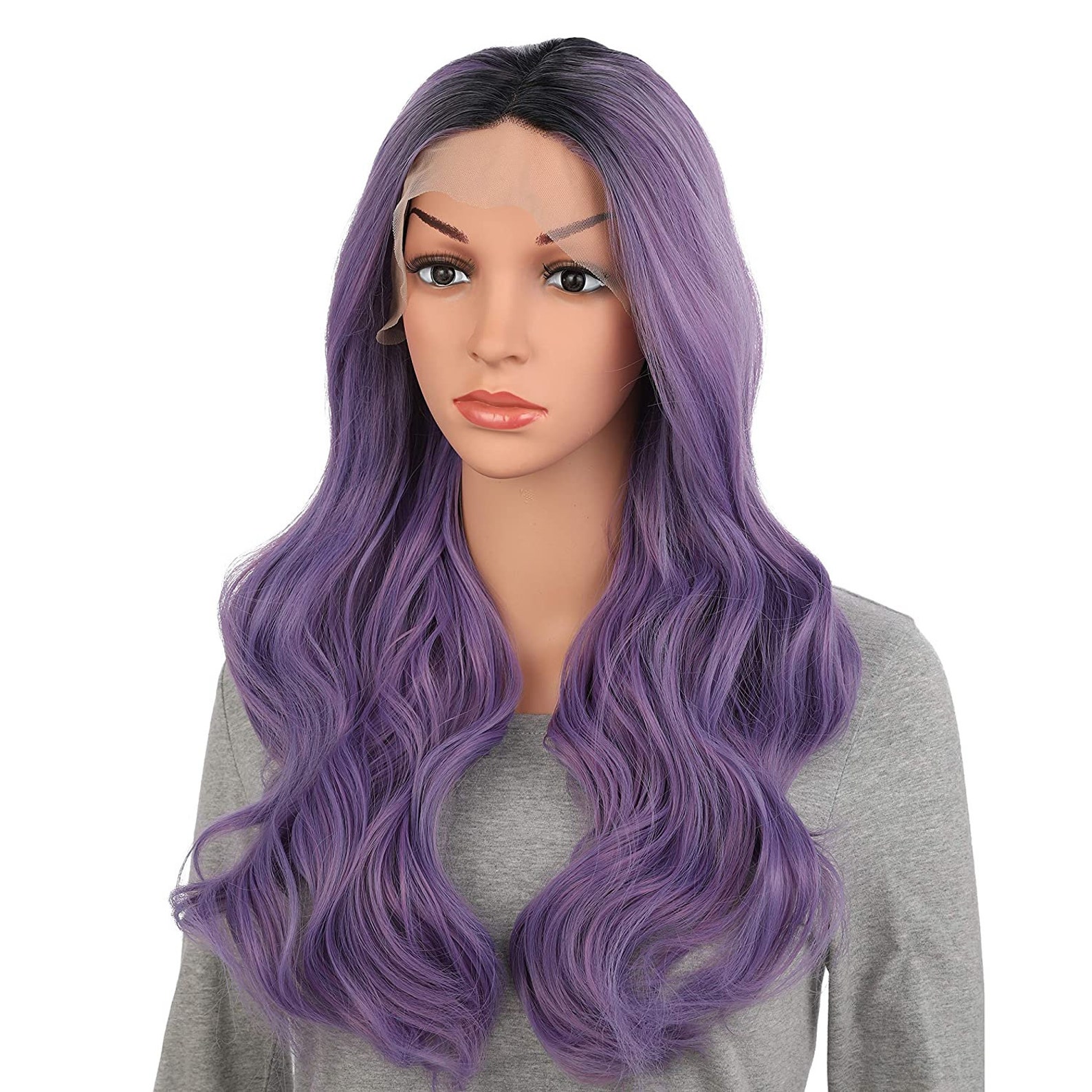 24 Inch Synthetic Curly Lace Front Wig Glueless Middle Part - Etsy