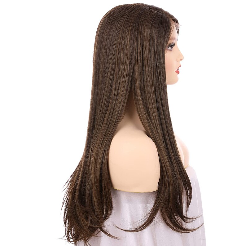 24 Inch Straight Lace Front Side Part Dark Root Long Wig - Etsy