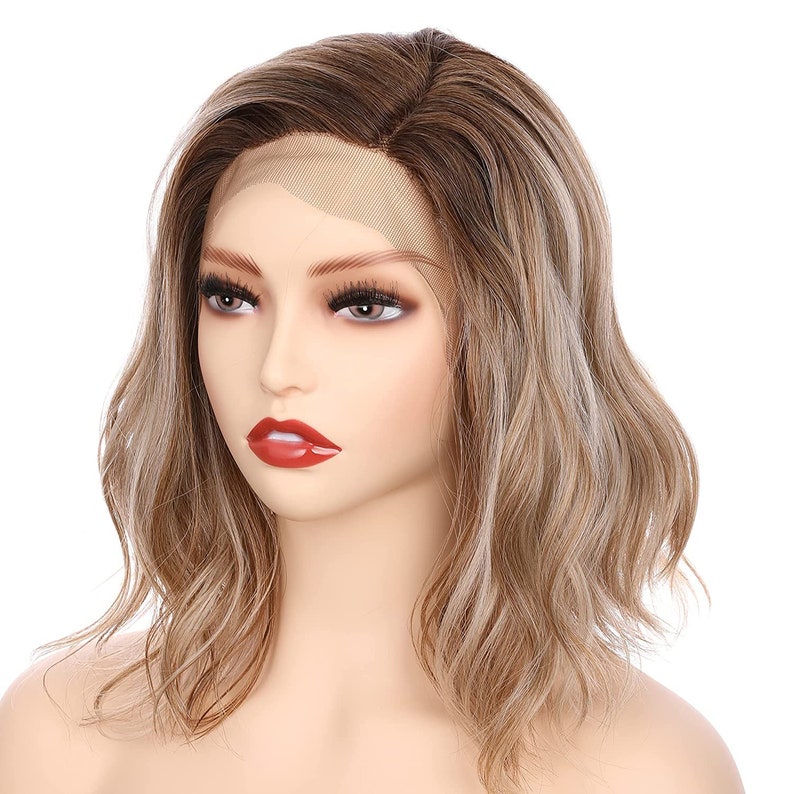 Side Part Lace Front Short Wavy Hair Bob Wigs for Womendark - Etsy