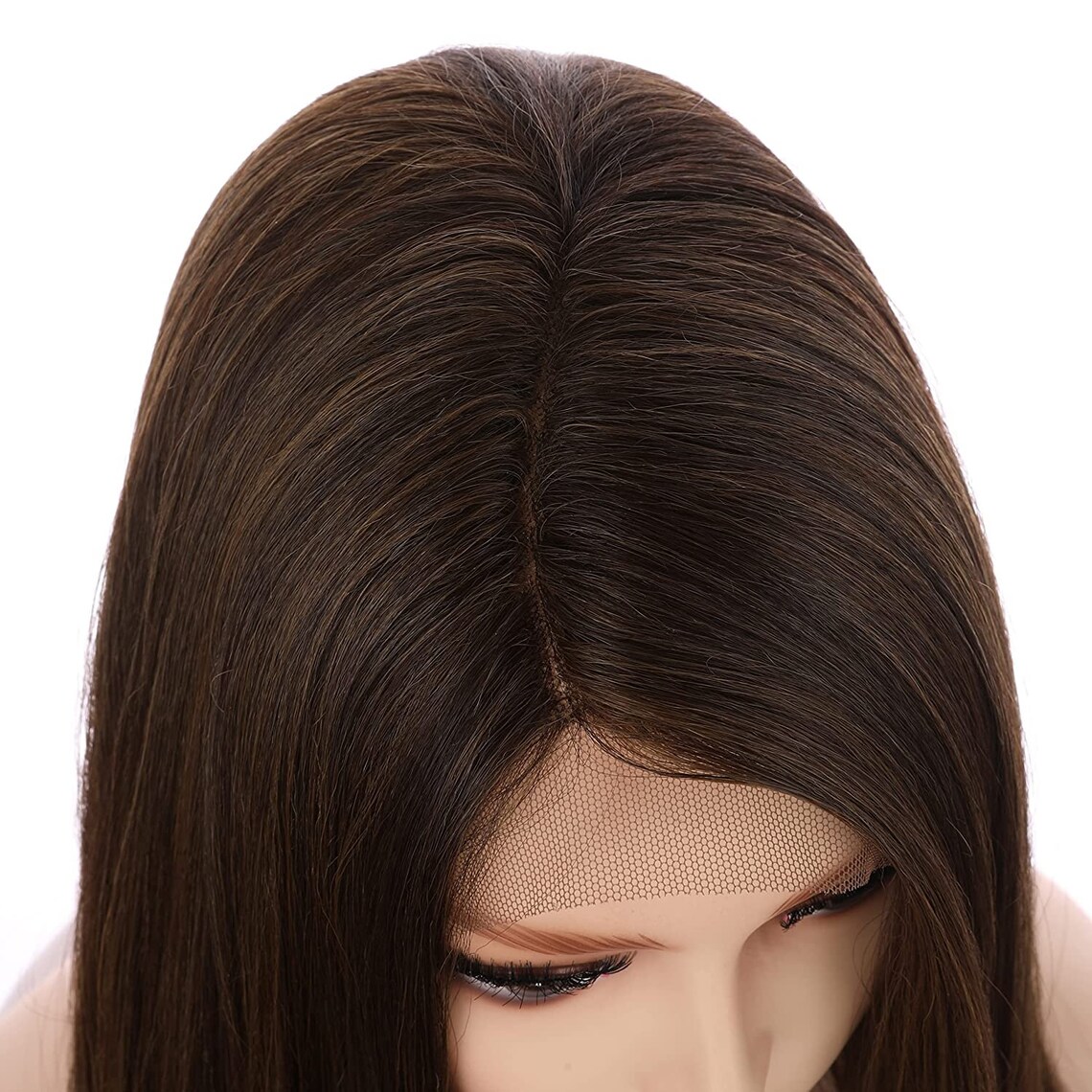 24 Inch Straight Lace Front Side Part Dark Root Long Wig - Etsy