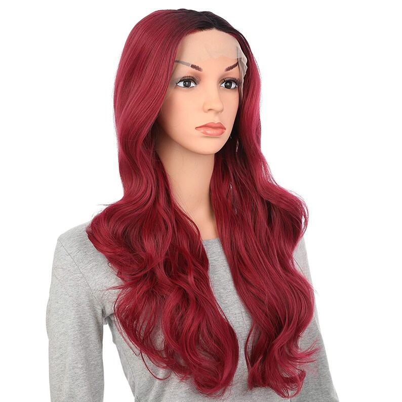 24 Inch Synthetic Curly Lace Front Wig Glueless Middle Part - Etsy