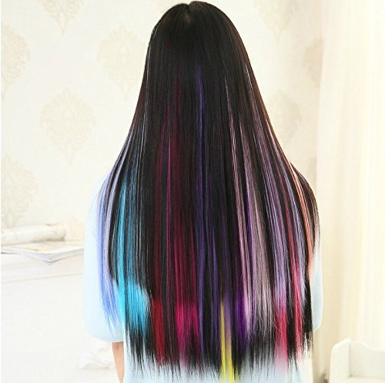 23 Straight Synthetic Colored Party Highlight Clip in - Etsy