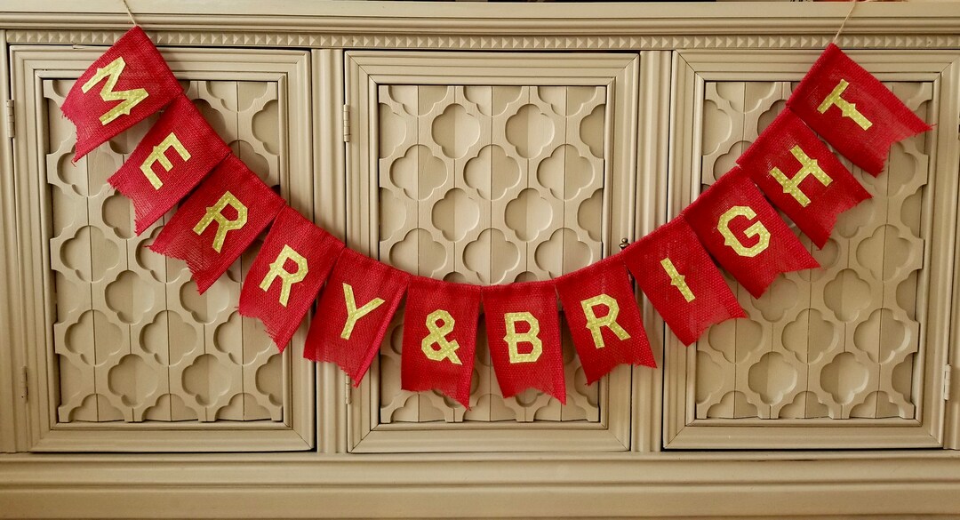 Merry and Bright Banner, Merry Banner, Christmas Banner, Red, Green ...