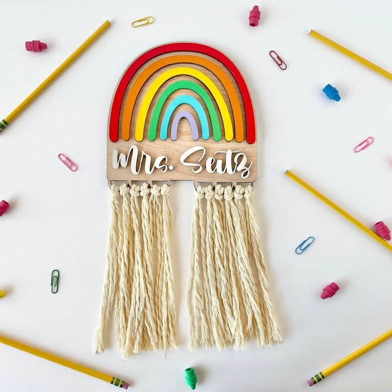 Rainbow Teacher Sign - Etsy