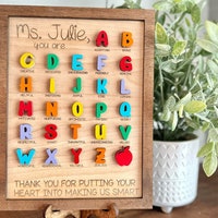 Personalized ABC Teacher Sign - Appreciation - Engraved - Gifts for ...