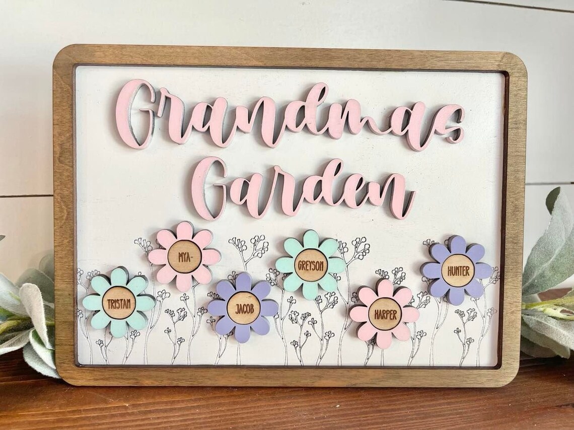 Grandmas Garden Personalized Flower Sign for Grandma Nana - Etsy