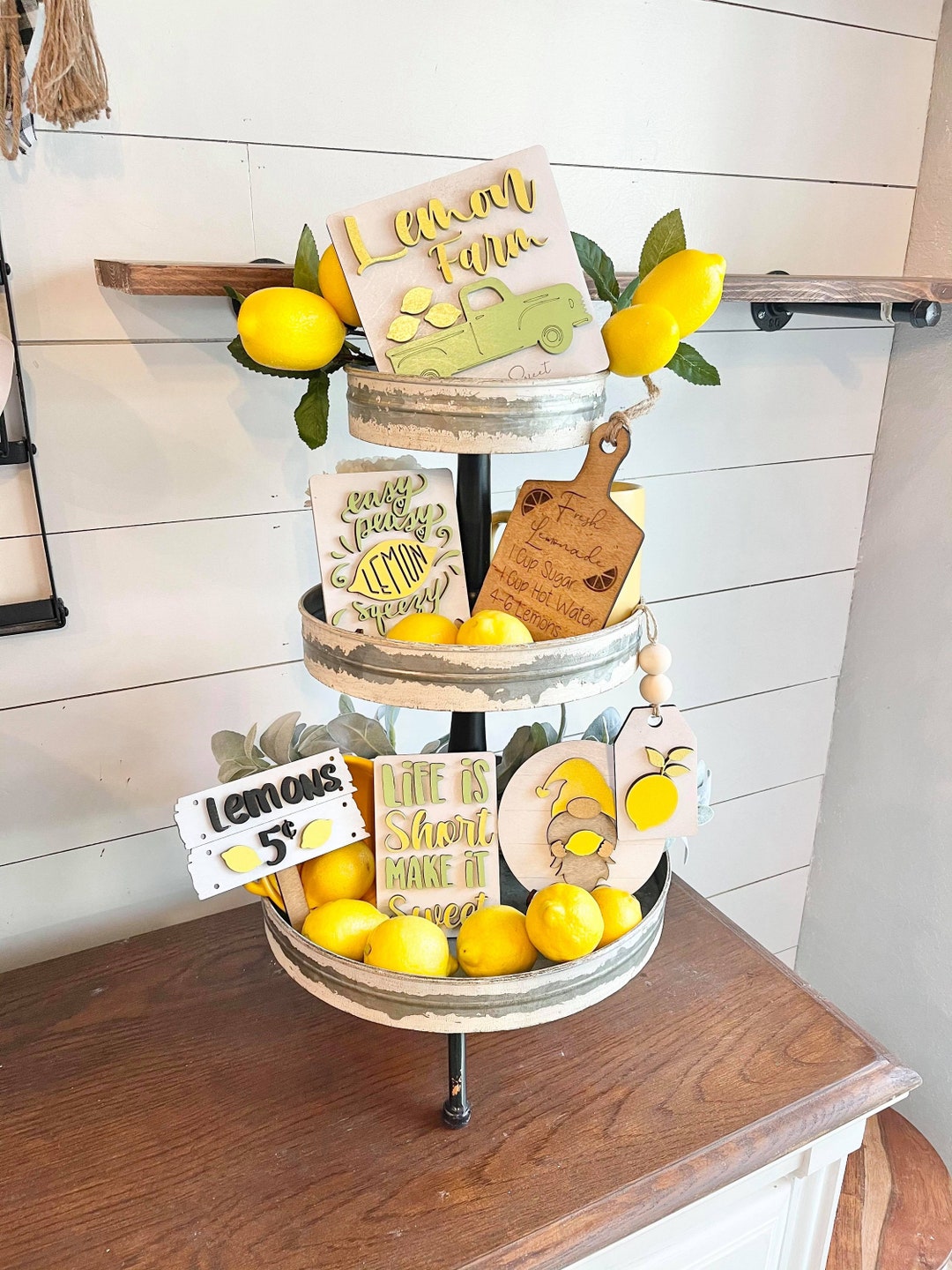 Lemon Tiered Tray Signs, Lemon Decor, Lemon 3D Mini Signs, Lemon Farm ...